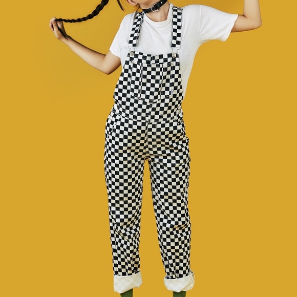 UNIF | Jeans | Nwt Unif Black And White Checkered Overalls | Poshmark